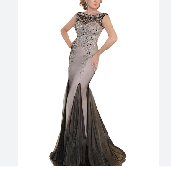 unbranded | Dresses | Nwt Long Evening Gowns Crystals Tulle Sheer Back ...